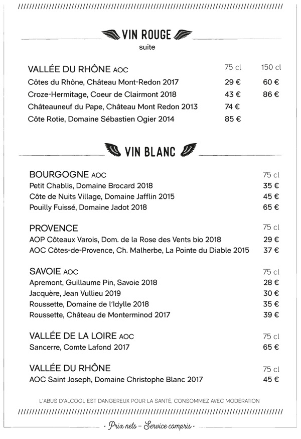 La carte des vins | Coucou Café