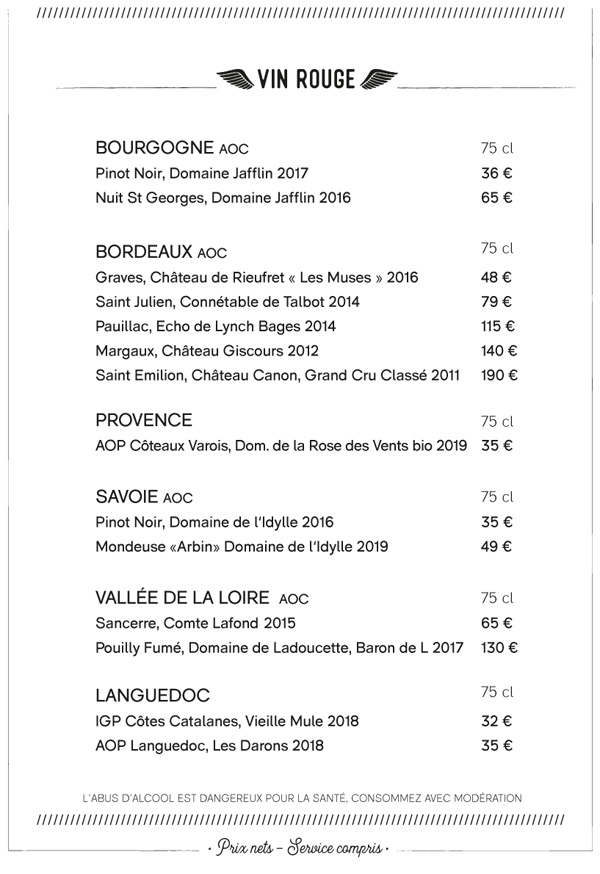 La carte des vins | Coucou Café