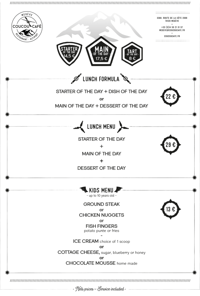 Lunch Menu | Coucou Café